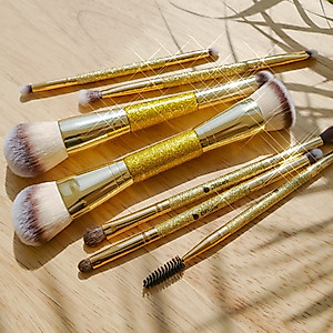 DUcare Foundation Brush Contour Bronzer Makeup Brush Double Ended Self Tanner Brush Sculpting Brush for Blending Liquid Powder Concealer Cream Cosmetics Blush Buffe