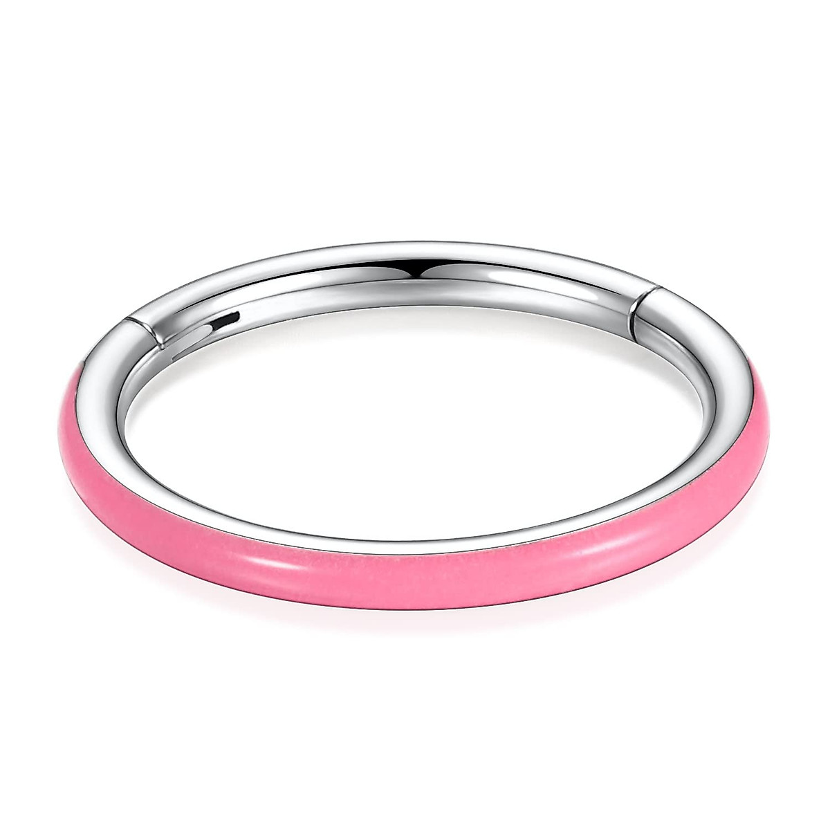 FUNLMO 16G Septum Rings Nose Rings Hoops Silver Cartilage Earring Conch Hoop Earring 316L Surgical Steel Conch Helix Tragus Daith Rook Orbital Piercing Jewelry 10mm Glow In The Dark Fluorescent Pink