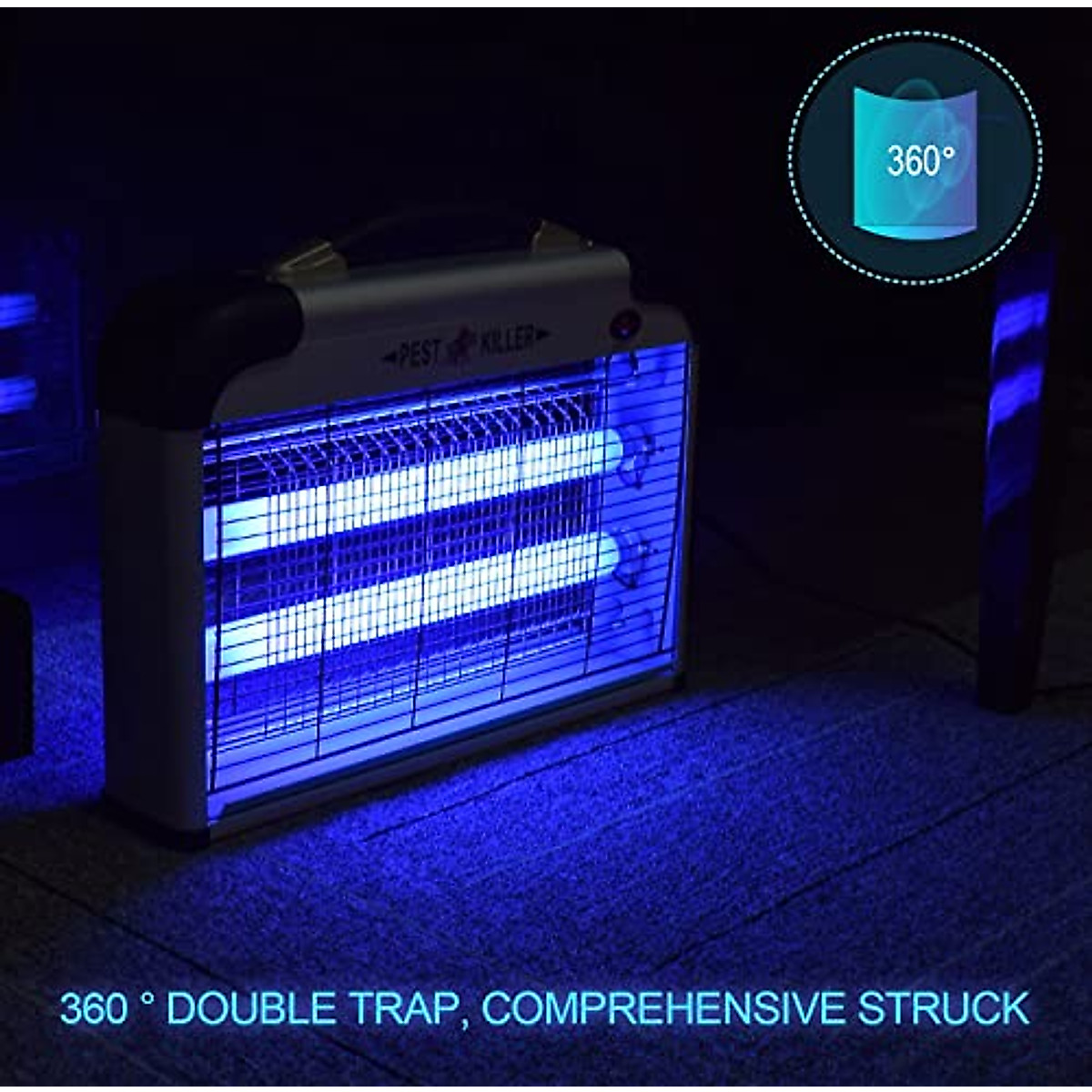 Bug Zapper Indoor, 2800V Powerful Flying Insect Mosquito Killer w/ 20W Blue Light Attract, Plug-in Pest Control Machine for Moth, Fruit Fly, Fungus Gnat, Garage Bug Catcher