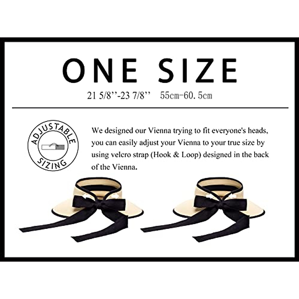 Pineapple&Star Vienna Visor Women’s Summer Sun Straw Foldable Hat UPF 50+ (Black)