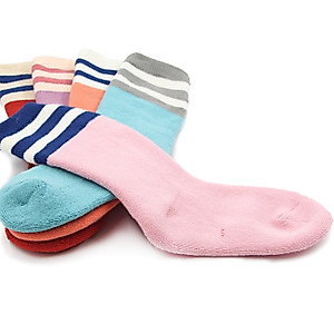 HowJoJo Big Girls Thick Cotton Socks Kids Winter Warm Thermal Crew Seamless Socks 5 Pack 8T/9T/10T