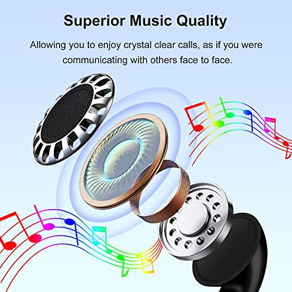 Bluetooth Headphones True Wireless Earbuds 60H Playback LED Power Display Earphones with Wireless Charging Case IPX7 Waterproof in-Ear Earbuds with Mic for TV Smart Phone Computer Laptop Sports