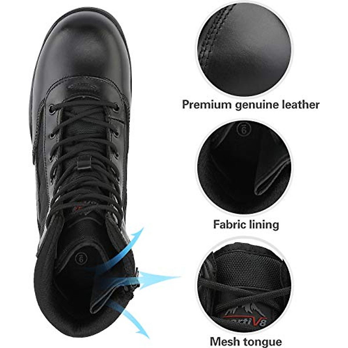 NORTIV 8 Mens Steel Toe Work Boots Safety Industrial Anti-Slip Tactical Boots Size 11 Wide Trooper-Steel-W, Black-t