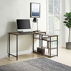 SUTON L-Shaped Desk Computer Desk Corner Desk Home Computer Desk Space-Saving Easy to Assemble Writing Study Desk