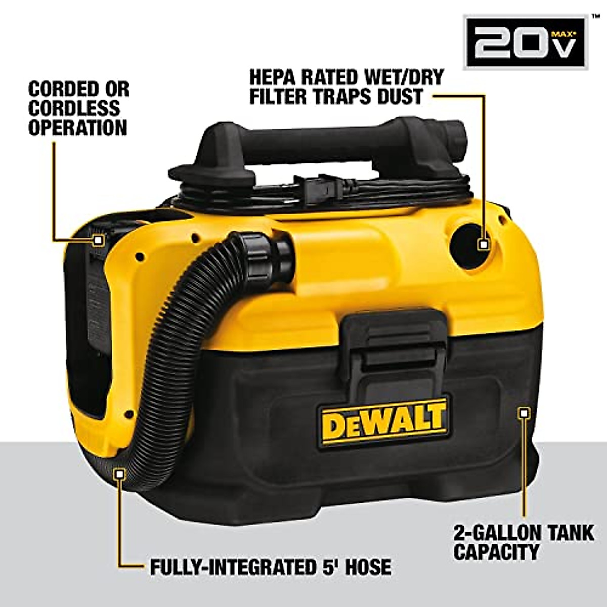 DEWALT 20V MAX Vacuum, Wet/Dry, Tool Only (DCV581H)