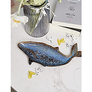 SEINHIJO Cearmic Candy Dish Cookie Plates Nuts Bowl Jewelry Tray Dolphin Gifts Sculpture Home Decor 11.5 inch