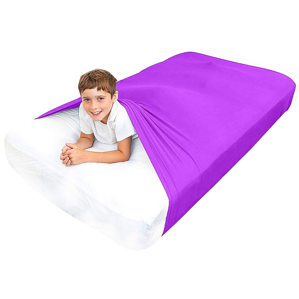 Special Supplies Sensory Bed Sheet for Kids Compression Alternative to Weighted Blankets - Breathable, Stretchy - Cool, Comfortable Sleeping Bedding (Purple, Full)