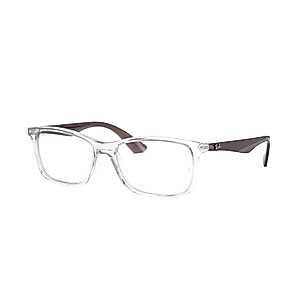 Ray-Ban RX7047 Rectangular Prescription Eyeglass Frames, Transparent on Grey/Demo Lens, 54 mm