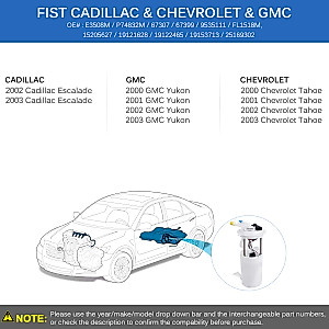 FAERSI Fuel Pump Assembly w/Sensor Replace# E3508M Compatible with 2000-2003 Chevy Tahoe & GMC Yukon 2002 2003 Cadillac Escalade 5.3L 6.0L 4.8L 5.3L