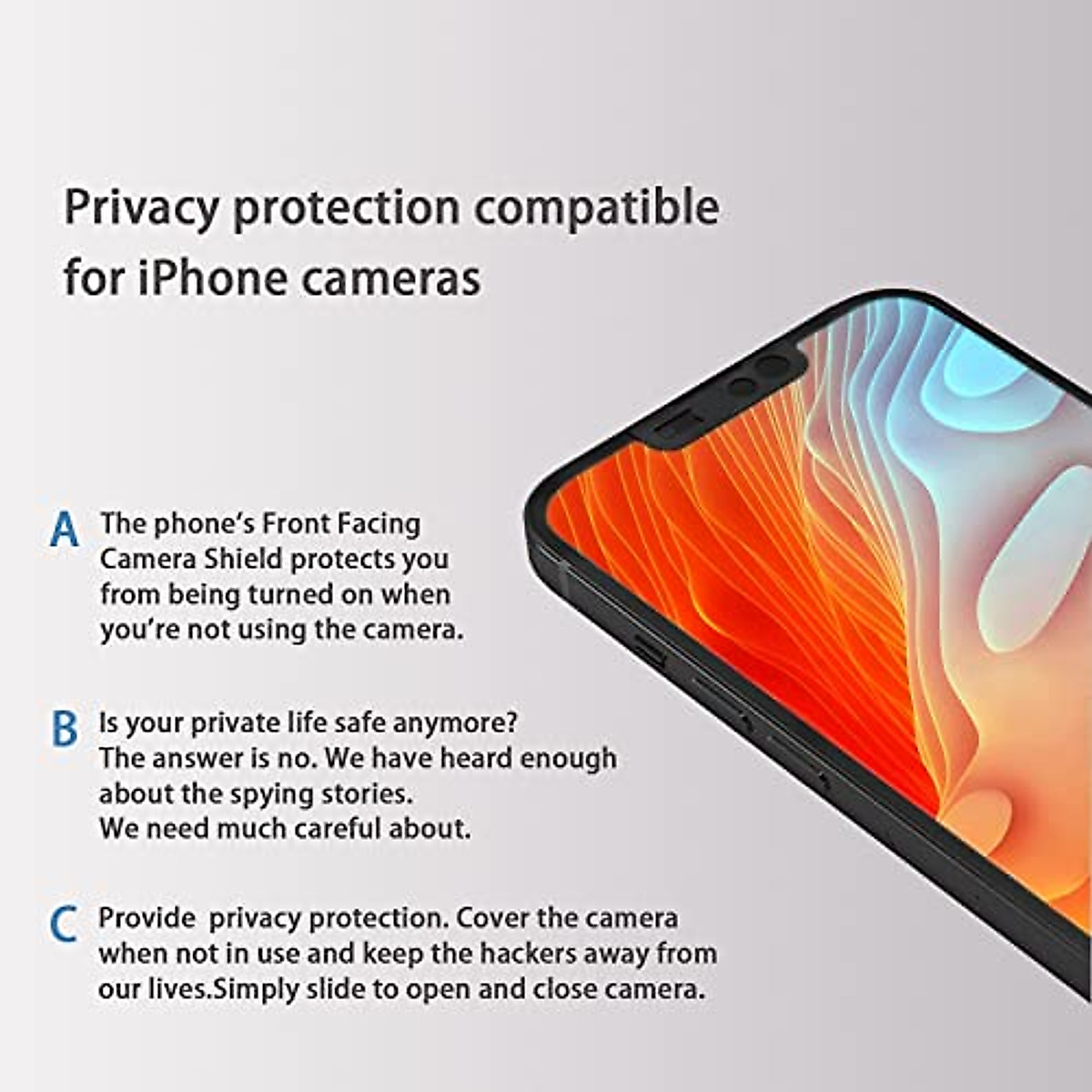 Webcam Cover,Front Camera Cover Compatible for iPhone 13,iPhone 13 Mini,iPhone 13 Pro,iPhone 13 Pro Max,Protect Privacy and Security,Not Affect Face ID, 2 Pack-Black