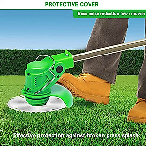 21V Cordless String Trimmer Grass Trimmer Garden Edger Tool for Lawn Trimming, Lawn Care, with 2 Li-ion Battery and Charger,Green
