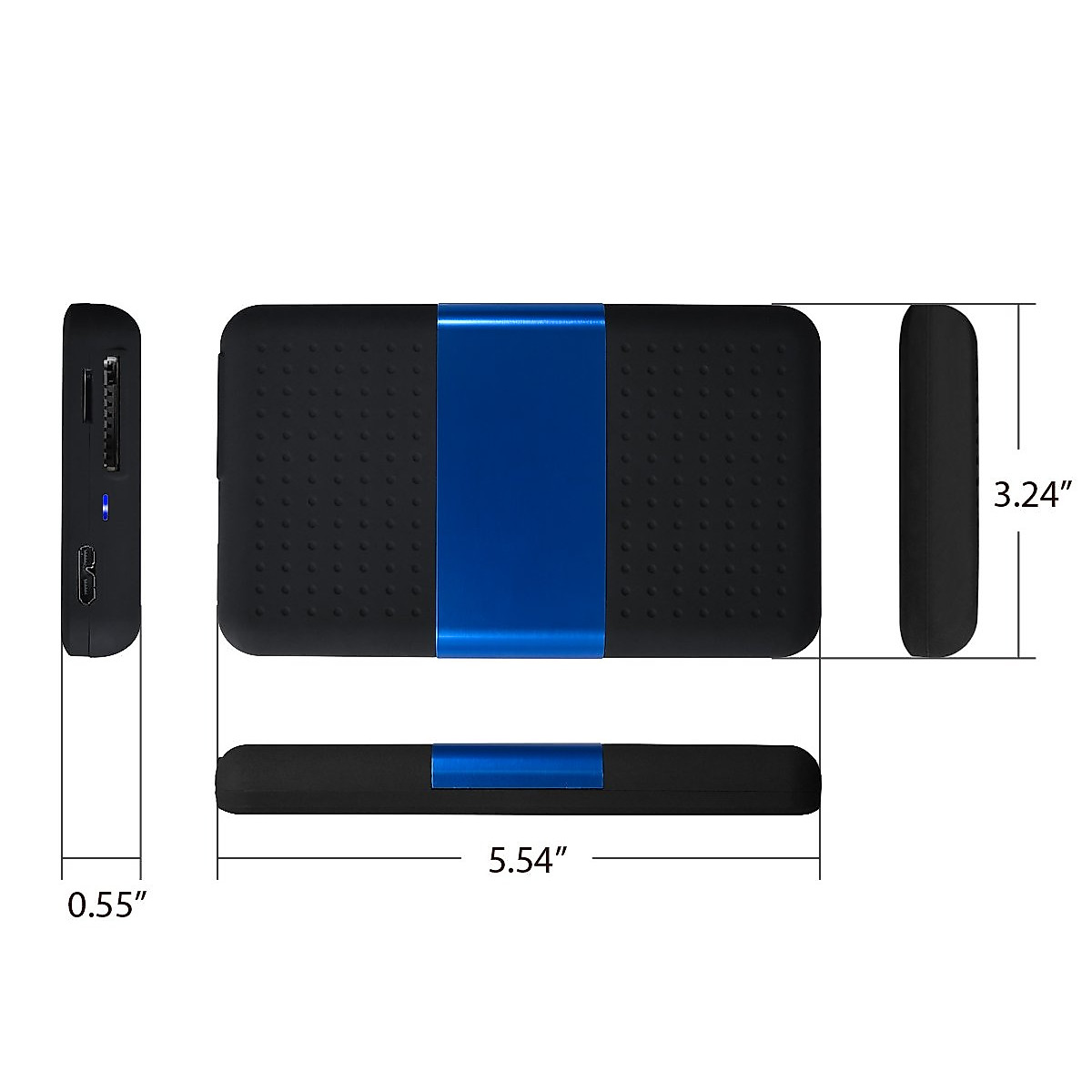 Siig JU-SA0S12-S1 USB 3.0 to SATA Hard Drive with SD Reader, Storage Enclosure, SATA 6Gb/S, USB 3.0, Black/Blue