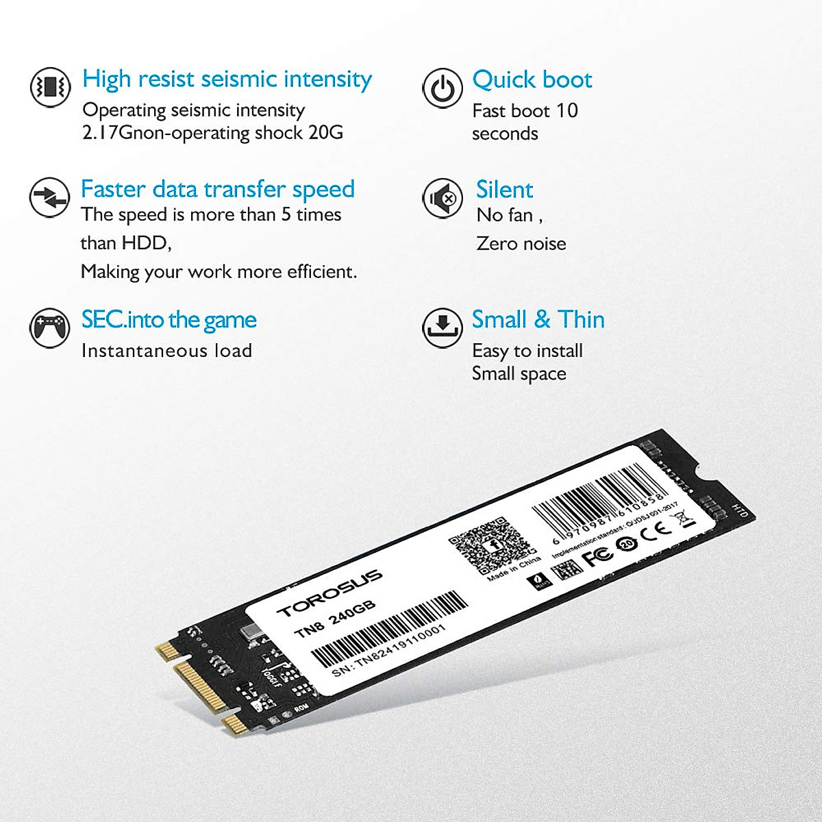 TOROSUS M.2 NGFF M.2 2280 240GB Solid State Drive Disk for Desktop PCs and MacPro