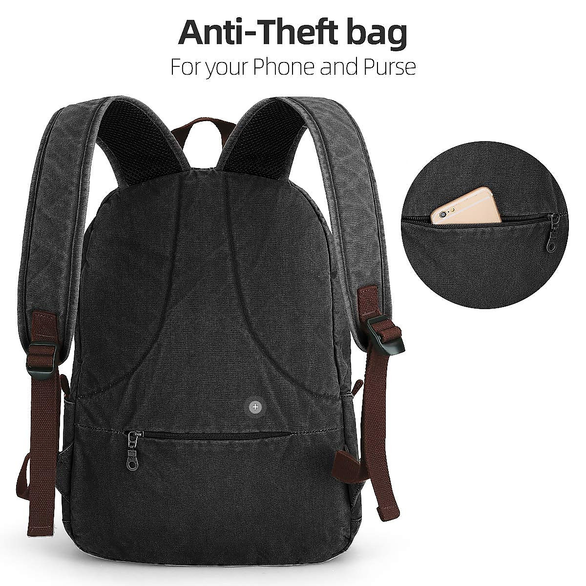 Canvas Backpack Lightweight Travel Daypack Student Rucksack Laptop Backpack One_Size