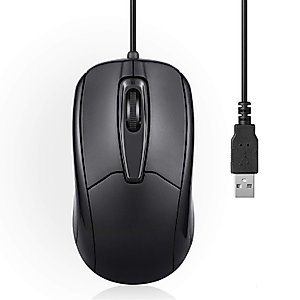Perixx PERIMICE-209 3 Button USB Wired Mouse - Optical - 1000 DPI - 5.9 Ft Cable - Black