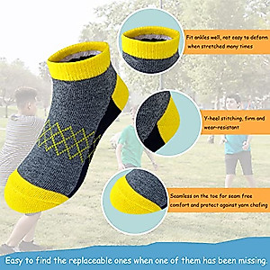 Tsmollyu 12 Pairs Boy Socks Half Cushioned Low Cut Socks Ankle Athletic Cotton Socks For Little Big Kids Age 3-10(7-10 Years)