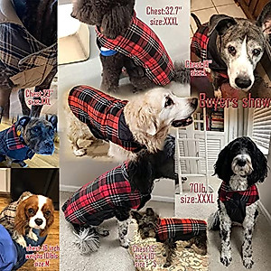 Uadonile Dog Coat British Style Plaid Christmas Jackets, Windproof Reversible,Reflective Dogs Winter Warn Snow Coat, Cold Weather Coats for Small Medium and Large Boy Girl