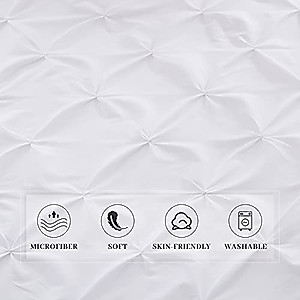 SunStyle Home Pinch Pleated Duvet Cover White 2 Pieces Twin Duvet Covers Soft Microfiber Luxury Duvet Cover with Zipper Closure & Corner Ties for All Season(1 Duvet Cover, 1 Pillow Sham)