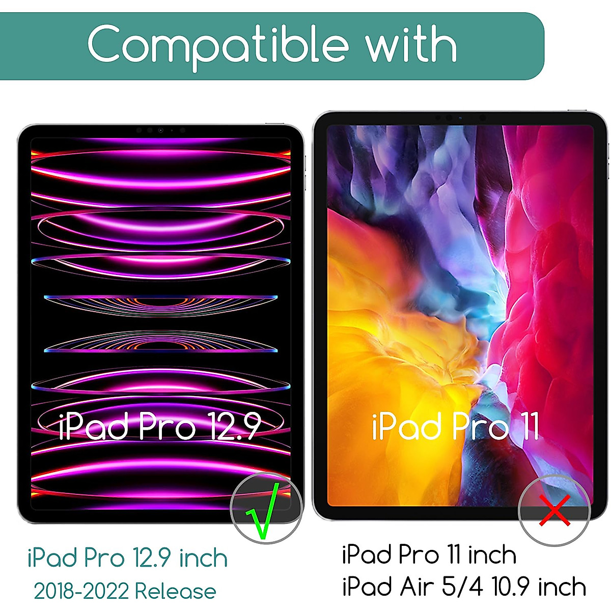 KEANBOLL 2 Pack Designed for iPad Pro 12.9 Inch Tempered Glass Screen Protector, (2022-2018, 6th/5th/4th/3rd Generation) Ultra Clear 9H Hardness and Apple Pencil Compatible
