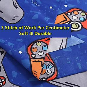 SDIII 4PCS Blue Gamer Sheets Set Twin, Bed in a Bag Gaming Bedding Sheet Twin, Wrinkle and Fade Resistant, Cute Bed Sheets for Kids, Boys and Girls, Twin