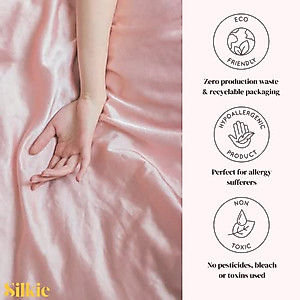 SILKIE x4 Set 100% Pure Mulberry Silk Black Brown Skinny Scrunchies Travel Pouch Everyday Hair Ties Elastics Hair Care Ponytail Holder No Damage (Chocolate)