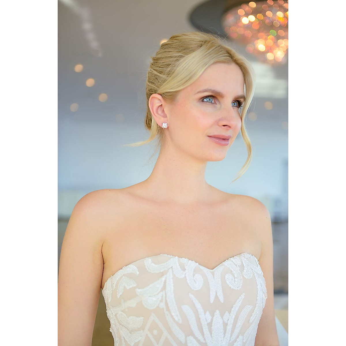 Mariell 2 Carat Princess-Cut Cubic Zirconia Clip On Earrings - Genuine Platinum Plated Clip-on Studs