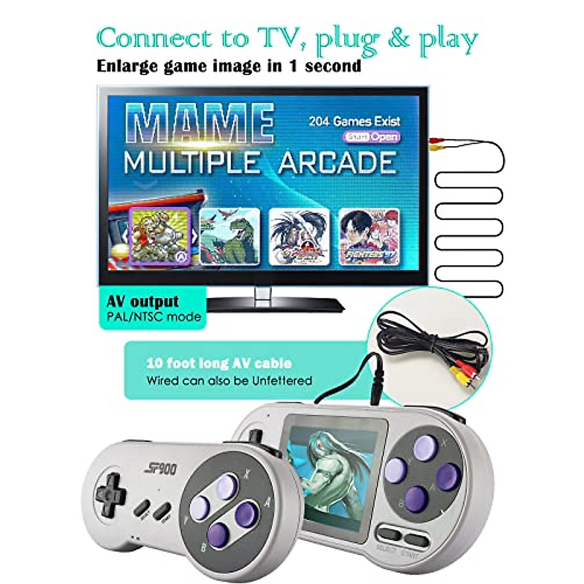 Fadist Handheld Game Console, Portable Retro Game Console, Built in 6000+ Classic Games,3.0 inch IPS Screen,Support for 2 Player,Connecting to TV， Ideal Gift for Kids, Adult, Friend, Lover