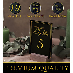 Table Numbers, Black and Gold Wedding Table Numbers, Table Numbers for Wedding Reception, Table Number, Table Numbers 1-20, Table Number, Table Number Holders, 1-30 number, Head Table sign
