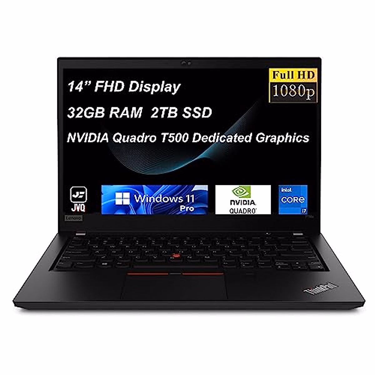 lenovo Newest ThinkPad P14s Gen 2 14" FHD (Intel Core i7-1165G7, 32GB RAM, 2TB SSD, T500 Graphics) Mobile Workstation Business Laptop, Anti-Glare, Backlit, Fingerprint, Win 11 Pro, Black