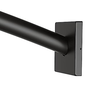 Moen Triva Matte Black 5-Foot Curved Fixed Mount Shower Curtain Rod with Pivoting Flanges, CSR2167BL