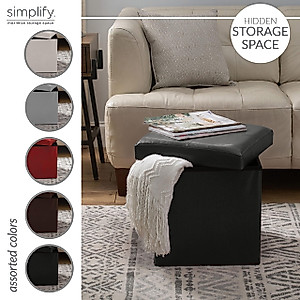 Simplify Faux Leather Cube Storage Ottoman, Black (F-0625-BLACK)
