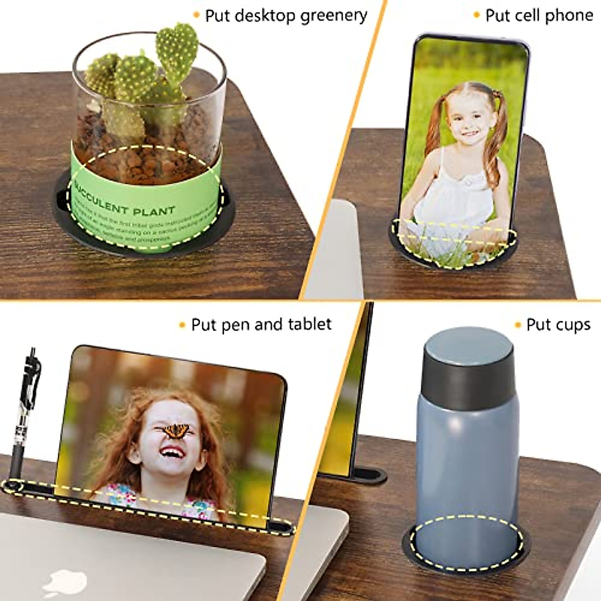 Laptop Stand for Bed，Folding Bedtray Table ,Notebook,Cup and Phone Holder,Portable Laptop Desk Watching and Eating for Bed,Couch,Floor