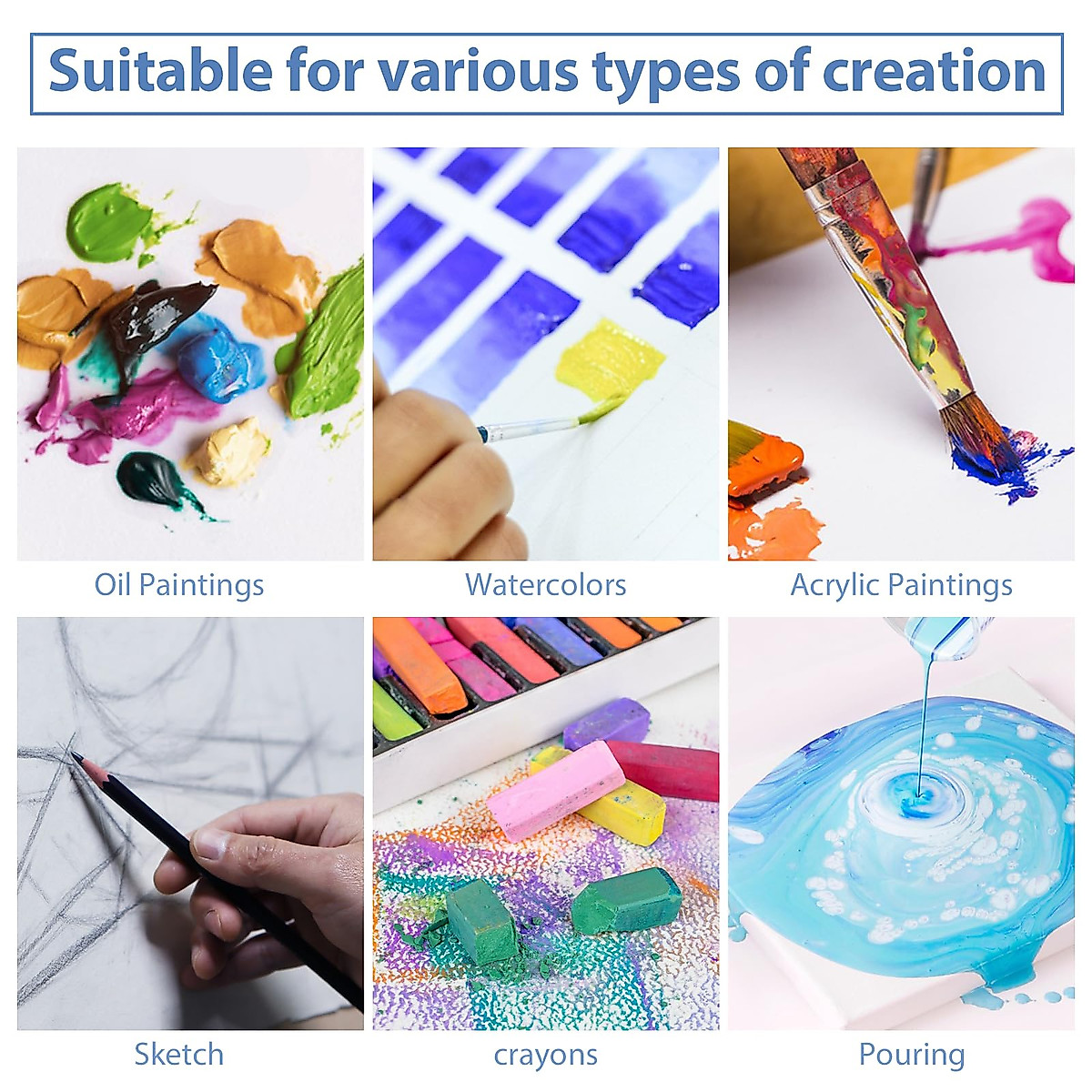 ESRICH Canvas Boards for Painting, 5 Pack Canvases for Painting 8x10 Cotton Primed Acid Free Blank Canvas Panels for Oil Paint, Watercolor, Acrylic Paint, Gouache and Tempera.