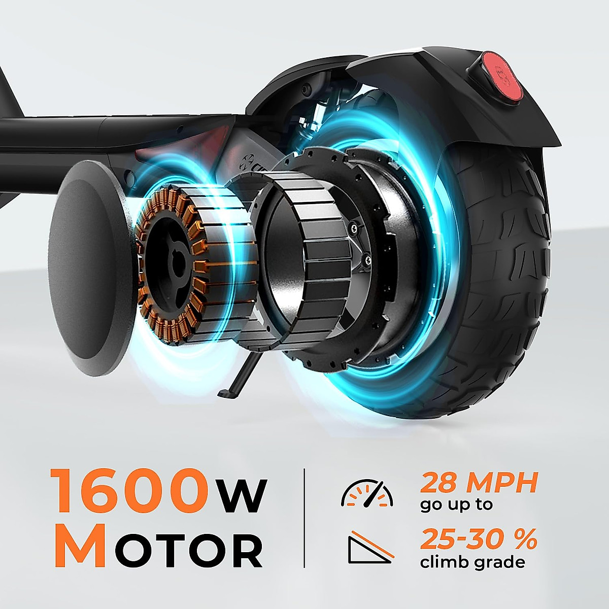 Circooter Raptor Pro Electric Scooter Adult with Smart APP, 1600W Motor, 31 Miles Range, 28 Mph Top Speed Off Road Electric Scooter with Dual Charging Ports, Storage Bag - Raptor Pro