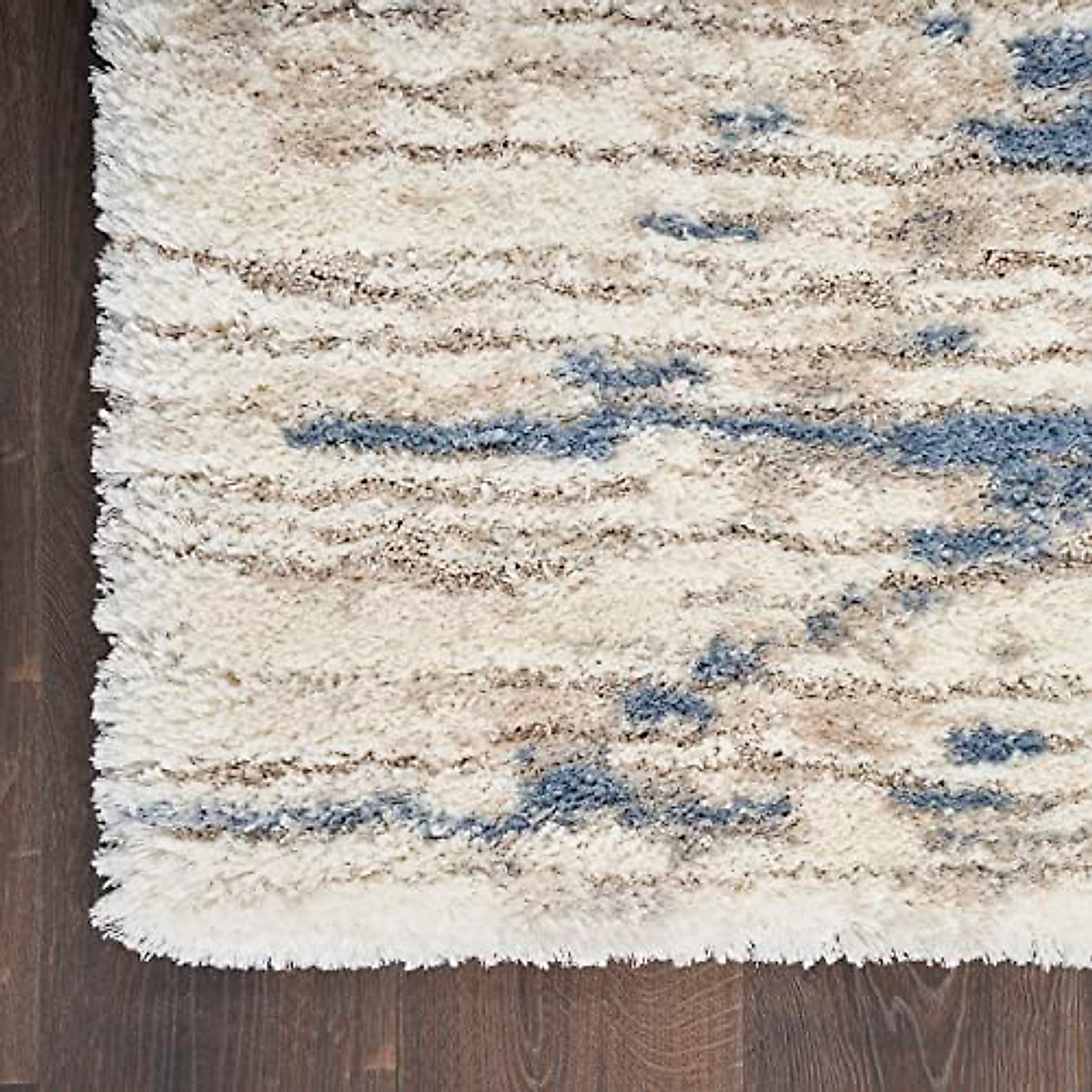 Nourison Luxurious Shag Modern & Contemporary Light Blue Grey 6'7" x 9'2" Area -Rug, Easy -Cleaning, Non Shedding, Bed Room, Living Room, Dining Room, Kitchen (7x9)