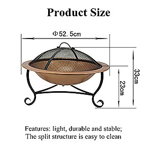 LEAYAN Garden Fire Pit Grill Bowl Grill Barbecue Rack Outdoor Fire Pit Bowl,Round Fire Pit Wood Burning,Patio Firebowl with Spark Screen-20 Inch Fire Bowl with Metal Tripod,Rose Gold Color