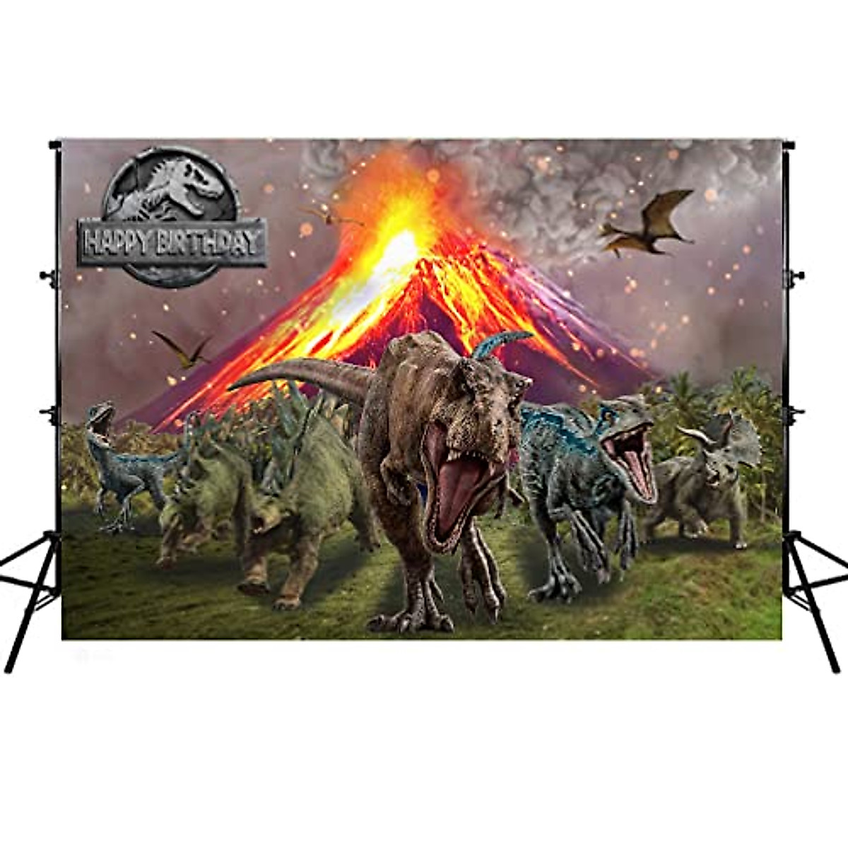 Mohoto 7X5ft Kids Jurassic Dinosaur World Backdrops, 3D Dinosaur Volcanic Background for Children Portrait Photo Studio Booth Props