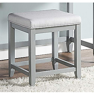 Crosley Furniture Vista Makeup Vanity Chair with Upholstered Seat, Vintage Gray