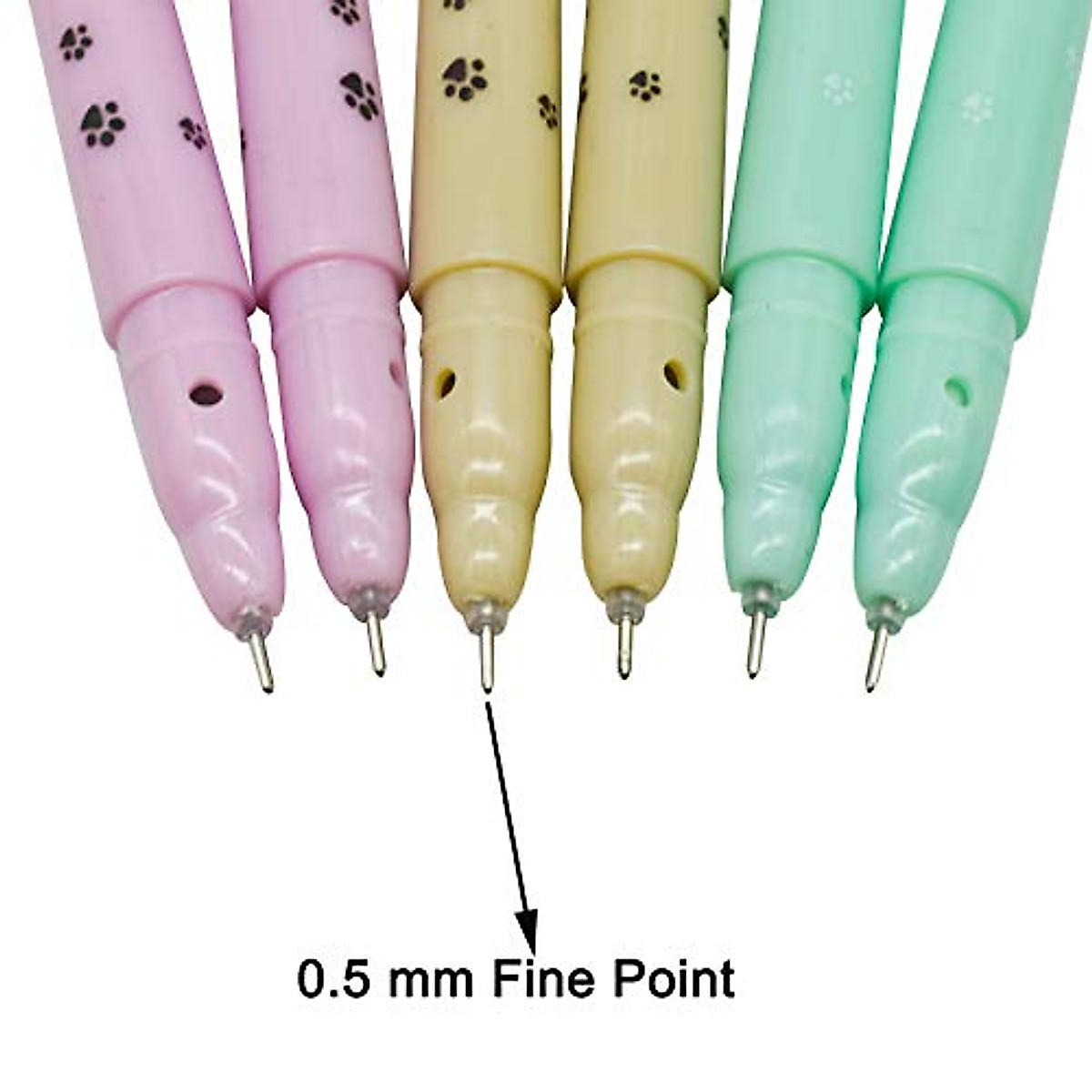 Maydahui 12PCS Elegant Cat Shape Rollerball Pens Cute Kawaii Animal Pen Japanese Kitty Black Gel Ink Slender Penholder Bedroom Eyes Style for Girls School Office