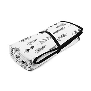 Encasa XO Ironing Mat/Pad (Large 48"x28") with 3mm Padding & Silicone Iron Rest for Steam Pressing on Tabletop or Bed - Heat Resistant, Portable, Quilting & Travel Blanket - Black Arrow