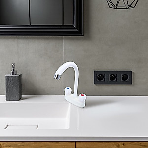 Plastic Open/inch Rotate Faucet Kitchen Faucets Practical Sink Decor Bathtub To Sinks Household Handle Two Quickly for Basin White Bathroom Double