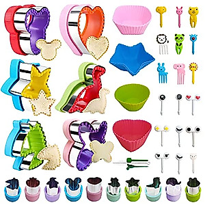 Sandwich Cutter and Sealer Set for Kids 41Pcs, Decruster Sandwich Maker Holiday Heart Cookie Cutters Fruit Vegetable Cutter Bento Lunch Box with Dinosaur Mikey Butterfly Shapes for Boys Girls