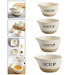 jojofuny Coffee Creamer 4Pcs Ceramic Measuring Bowls Set Stoneware Measuring Cups Porcelain Ramekins Baster Bowls Small Dipping Sauce Bowls Condiments Server Dishes Coffee Creamers