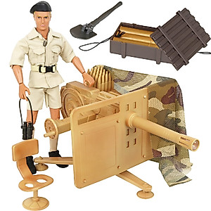 Click N' Play Action Figure WWII Field Gun 5 Piece Set, Military Action Figures and Army Toys for Boys 8-12