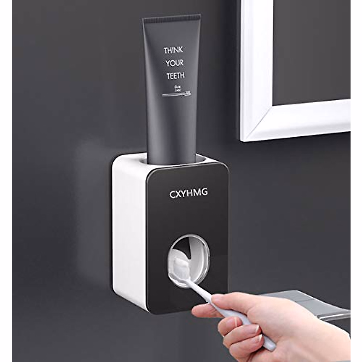 CXYHMG Toothpaste Dispenser, 2 PCS Automatic Toothpaste Squeezer Dispenser for Kids & Family Shower, is Wall Mount Bathroom Accessories with Super Sticky Suction Pad. (Black-Grey)