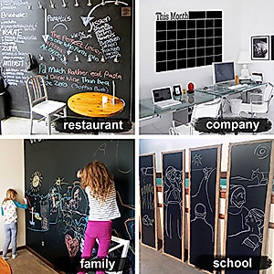 UnityStar Chalk Paper, 17.7" X 78.7" Adhesive Chalkboard Contact Paper Removable Wall Decal Stickers with 1 Liquid Chalk Marker & 5 Colors Chalks for Home Office School Blackboard Restaurant Menu