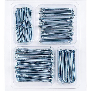 Coceca 200 Pack Hardware Nails for Hanging Pictures, 4 Size Zinc Tiny Nail Assorted Kit, Picture Nail, Small Nails, Finishing Nail, Wall Nails and Galvanized Nails for Wood
