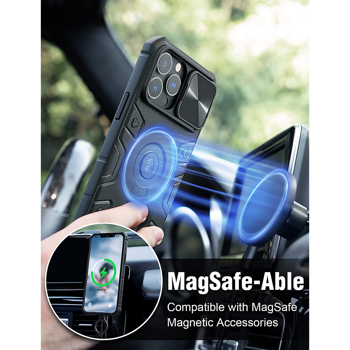 Nillkin [2022 Upgraded] iPhone 13 Pro Max Case [Compatible with MagSafe] [Slide Camera Cover] [Multifunctional Kickstand] Heavy Duty Protection Armor Case for iPhone 13 Pro Max 6.7'' Green