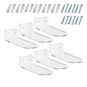 6 Sets Floating Shoe Shelves for Wall, Clear Acrylic Shoe Display for Sneakers Shoe Rack Extra Thick with Screws and Anchors, Wall Mounted Display Shoe Shelves (Transparent)