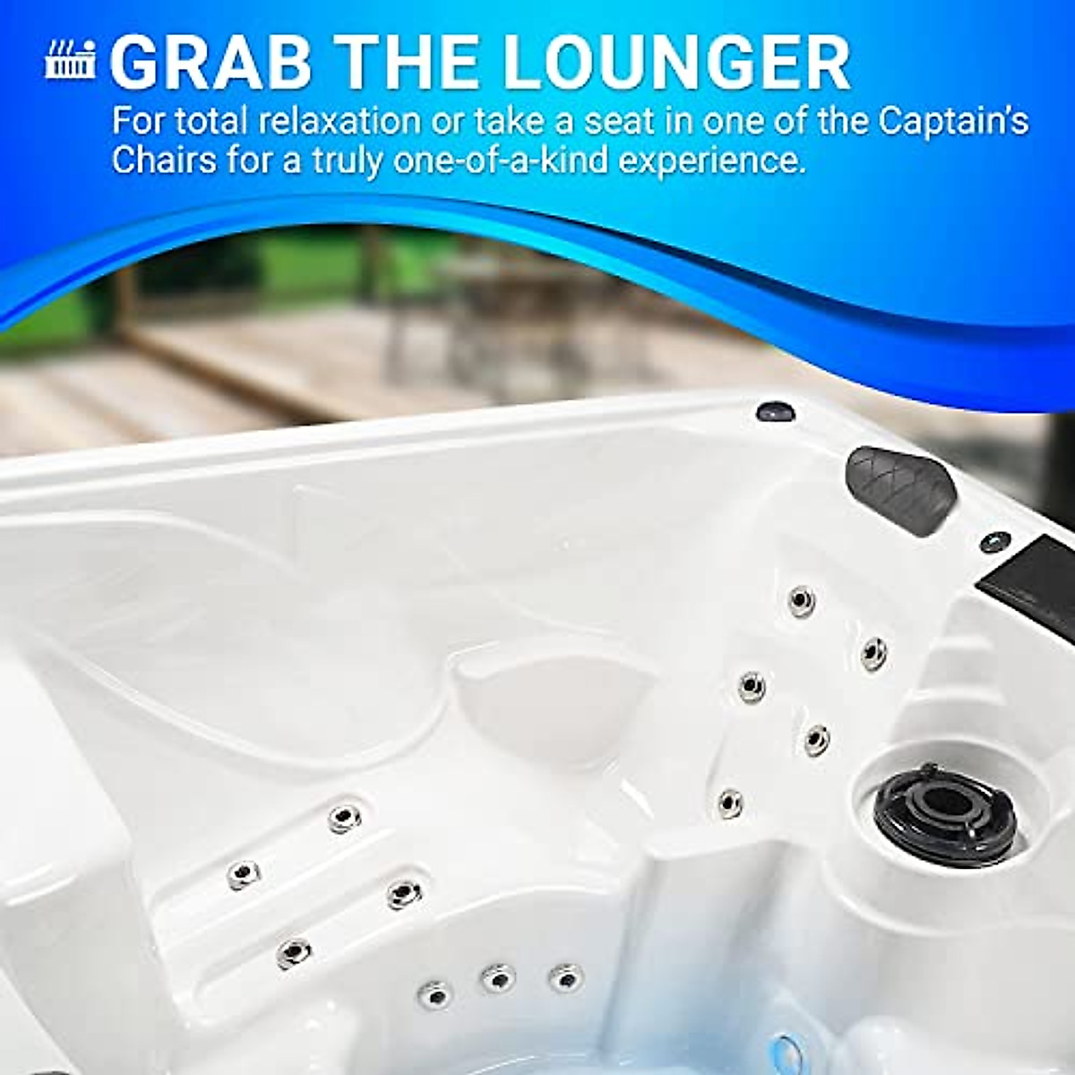 Essential Hot Tubs 28-Jet Edgewater Hot Tubs, Seats 5-6, with Lounger, Driftwood